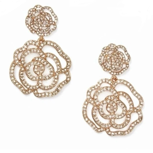 kate spade | Jewelry | Kate Spade Gold Plated Crystals Pave Flower Drop ...
